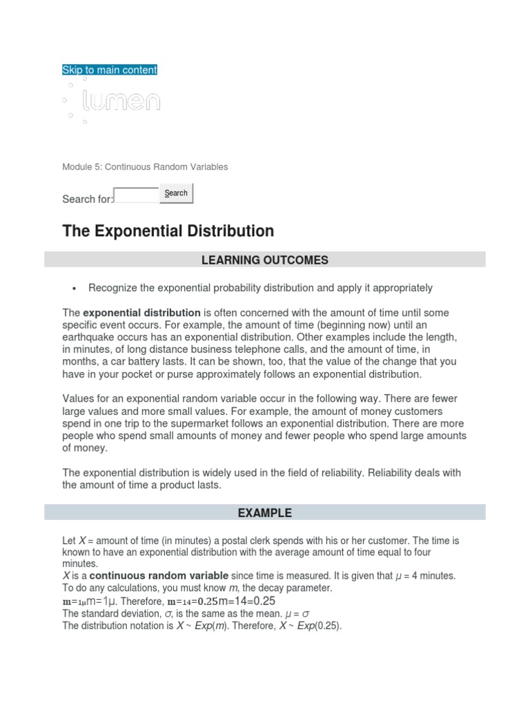 Exponential Distribution | PDF | Probability Distribution | Poisson ...