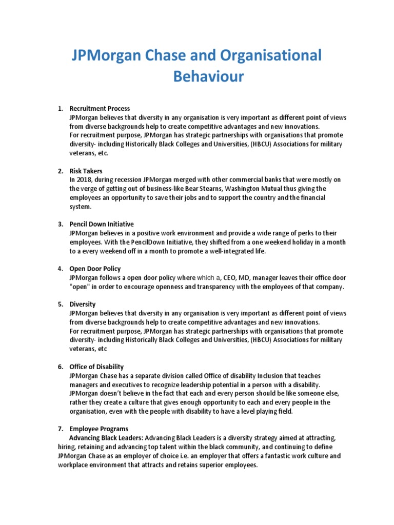 JPMorgan Chase: Diversity and Culture Insights | PDF | Jp Morgan Chase ...