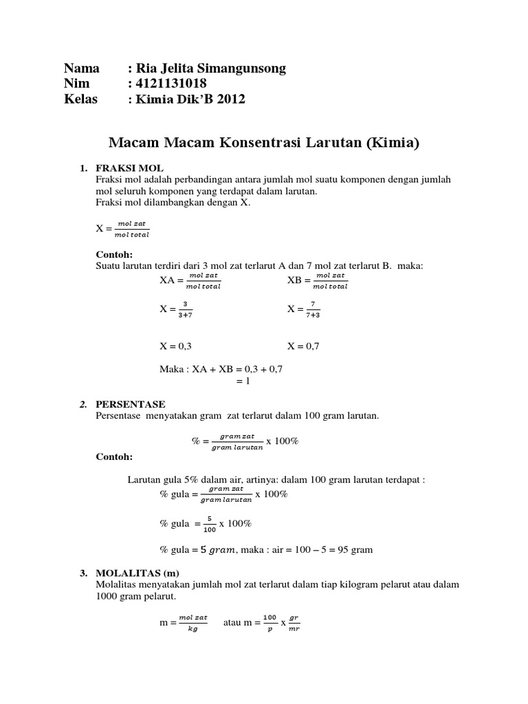 Macam Macam Konsentrasi Larutan | PDF