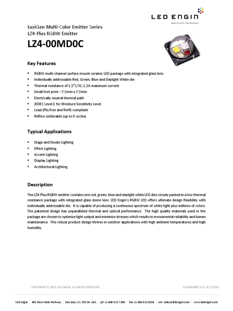 LZ4-00MD0C: Key Features | Download Free PDF | Light Emitting Diode ...