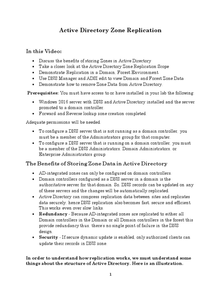 Active Directory Zone Replication | PDF | Active Directory | Domain ...