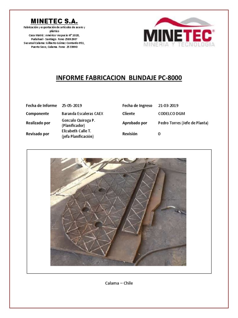 Informe Blindaje PC-8000 Codelco | PDF