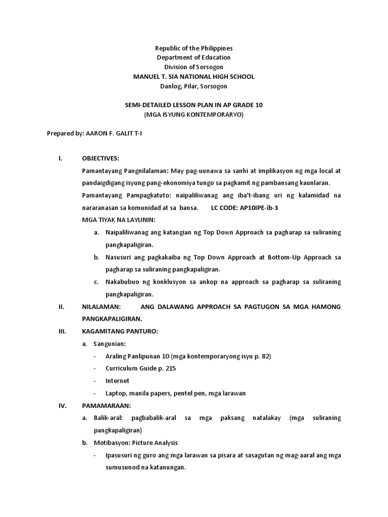 Lesson Plan in AP | PDF