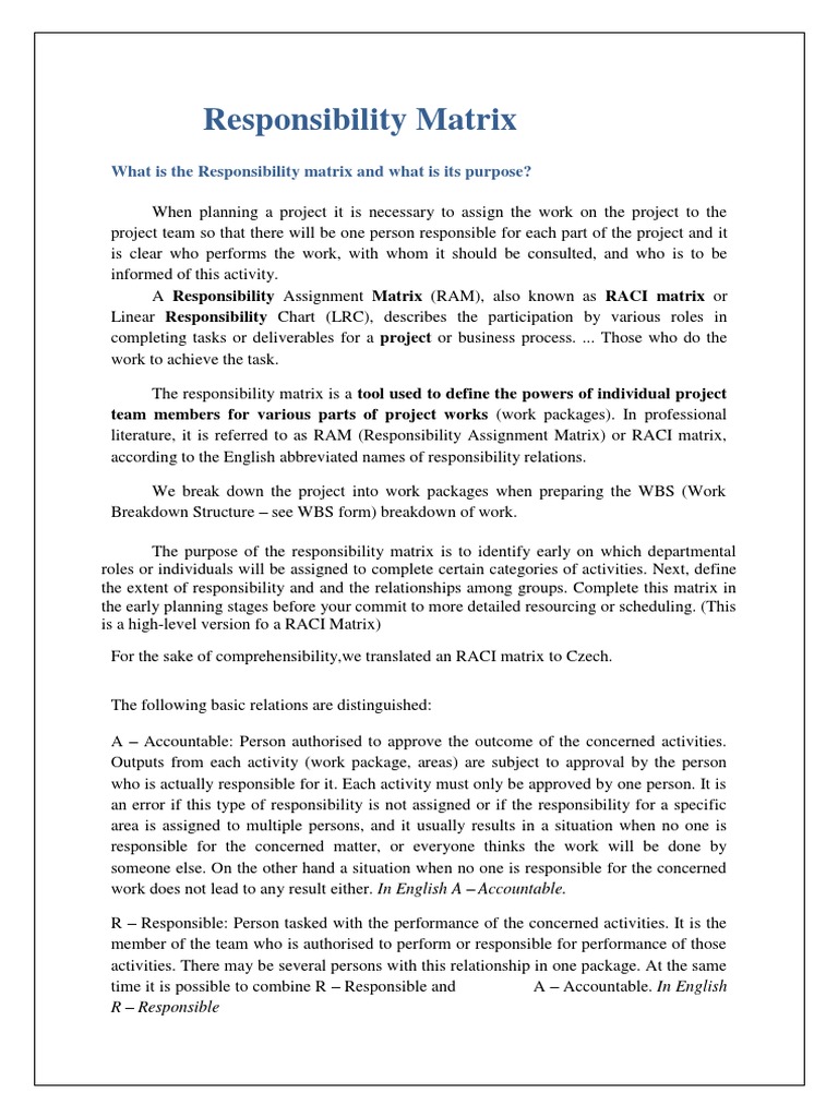 Responsibility Matrix: What Is The Responsibility Matrix and What Is ...