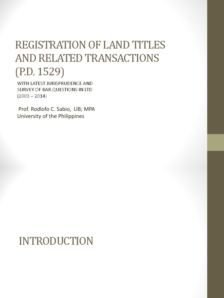 Registration of Land Titles1 | PDF | Mortgage Law | Foreclosure