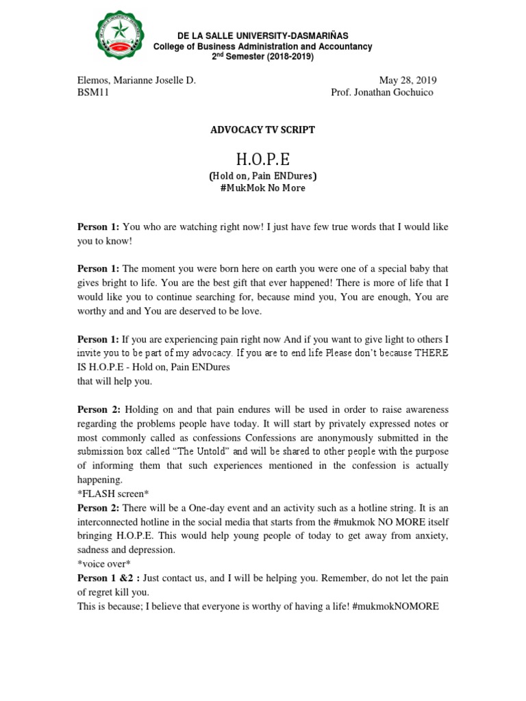 Advocacy Script | PDF