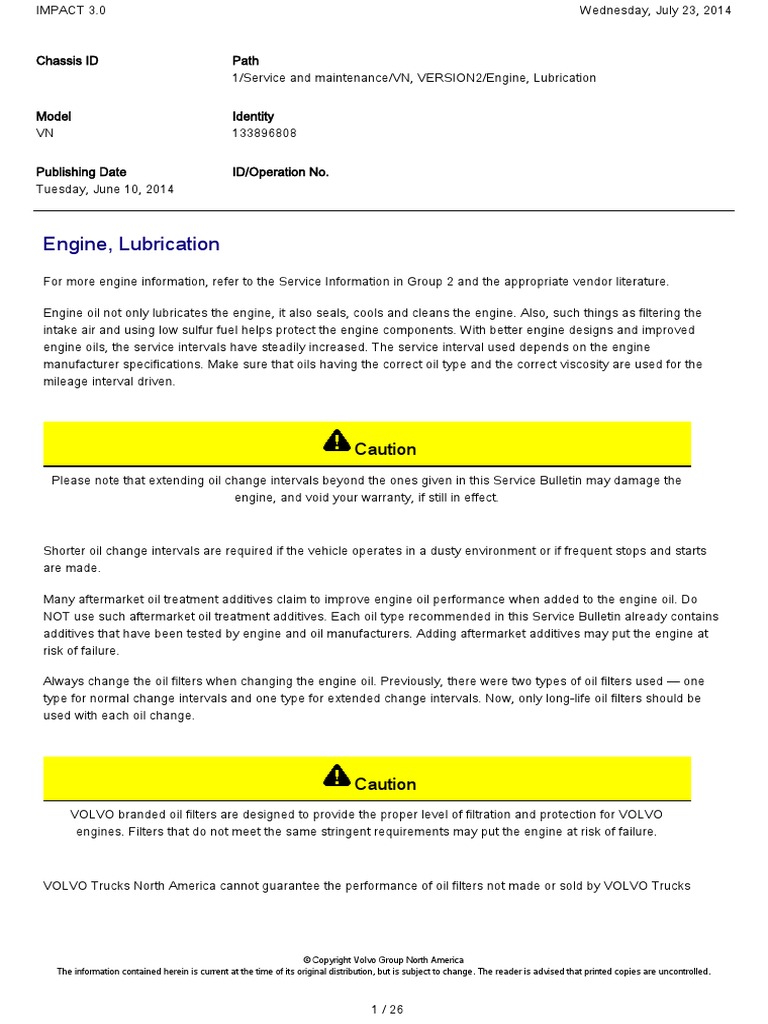 Engine Lubrication Caution Pdf Motor Oil Fuel Economy In