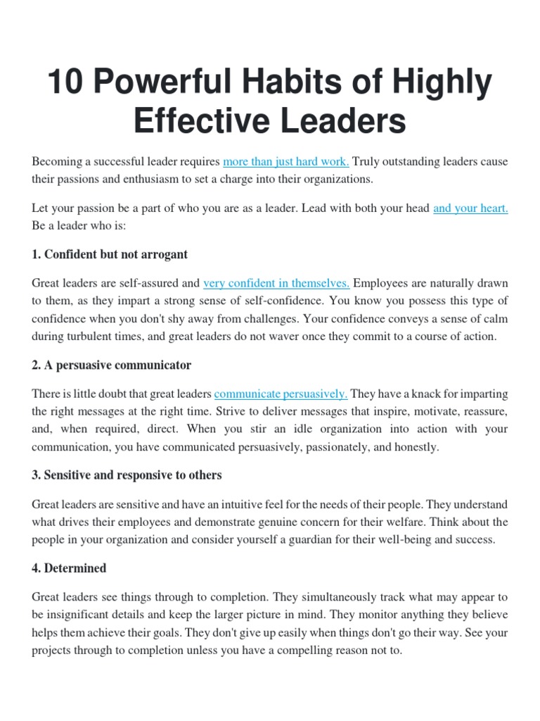 10 Habits of Highly Effective Leaders | PDF | Optimism | Neuroscience