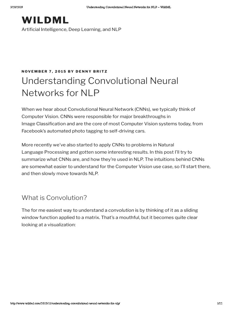 Understanding Convolutional Neural Networks For Nlp Wildml Understanding Convolutional Neural Networks For Nlp Wildml