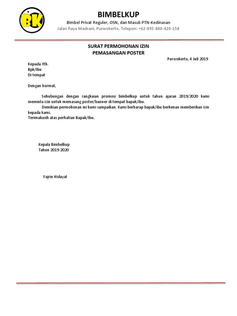 Surat Izin Penempelan Poster | PDF