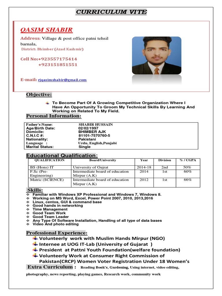 Qasim CV New Latest | PDF