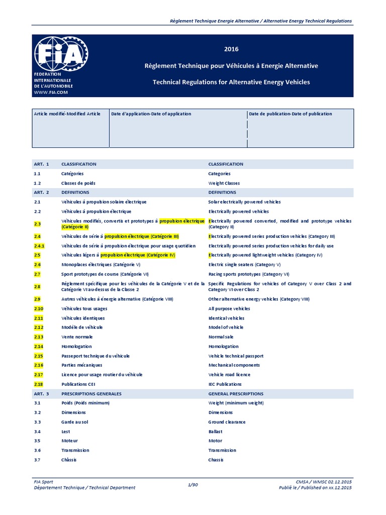FIA Rules | PDF | Pile rechargeable | Fioul