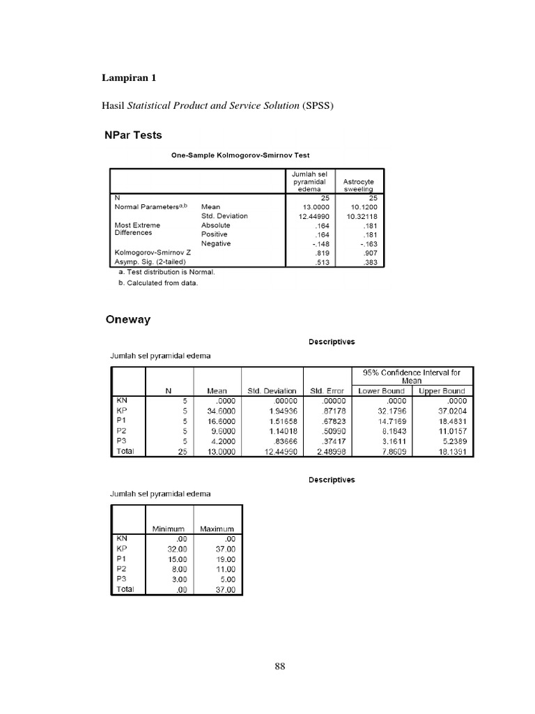 Hasil Statistical Product and Service Solution (SPSS) : Lampiran 1 | PDF