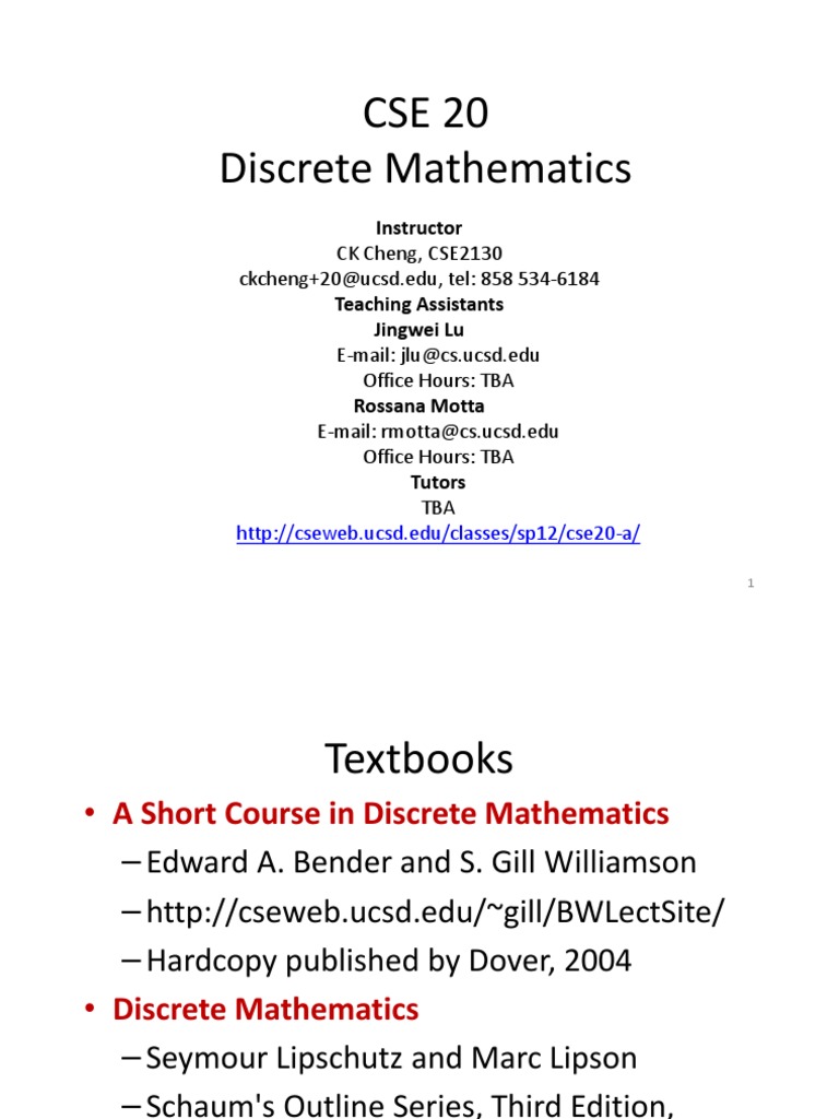 CSE 20 Discrete Mathematics | PDF | Mathematical Notation | Areas Of Computer Science