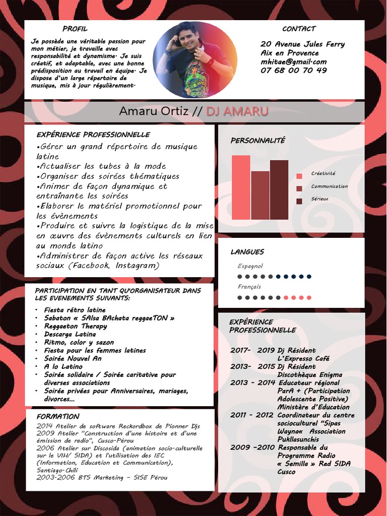 CV DJ Amaru | PDF | Disc jockey | Divertissement (Général)