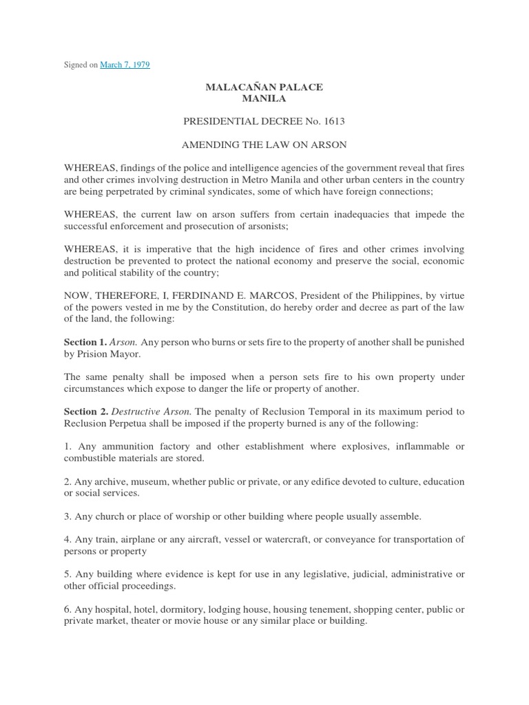 Anti Arson LAw | PDF | Arson | Crime & Violence