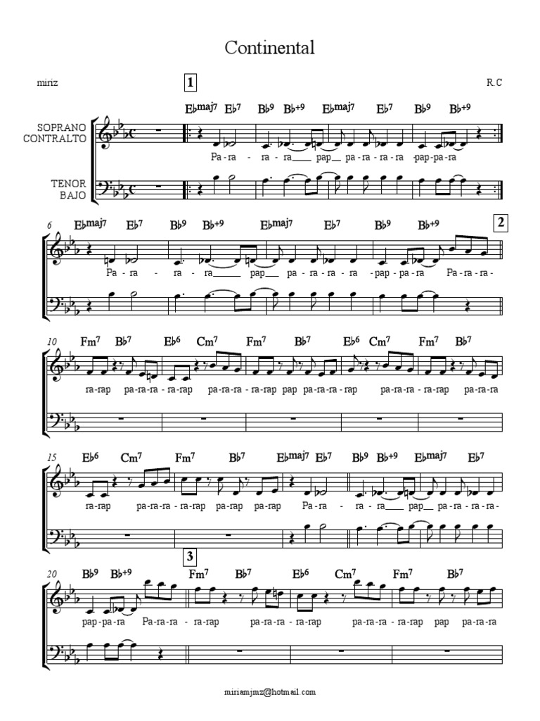 El Continental Vocal Score | PDF | Singing | Vocal Music