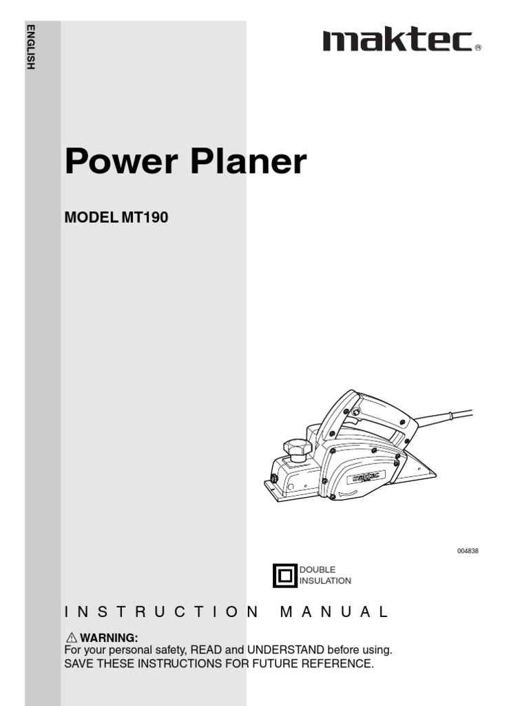 MT190 Manual | PDF | Screw | Blade