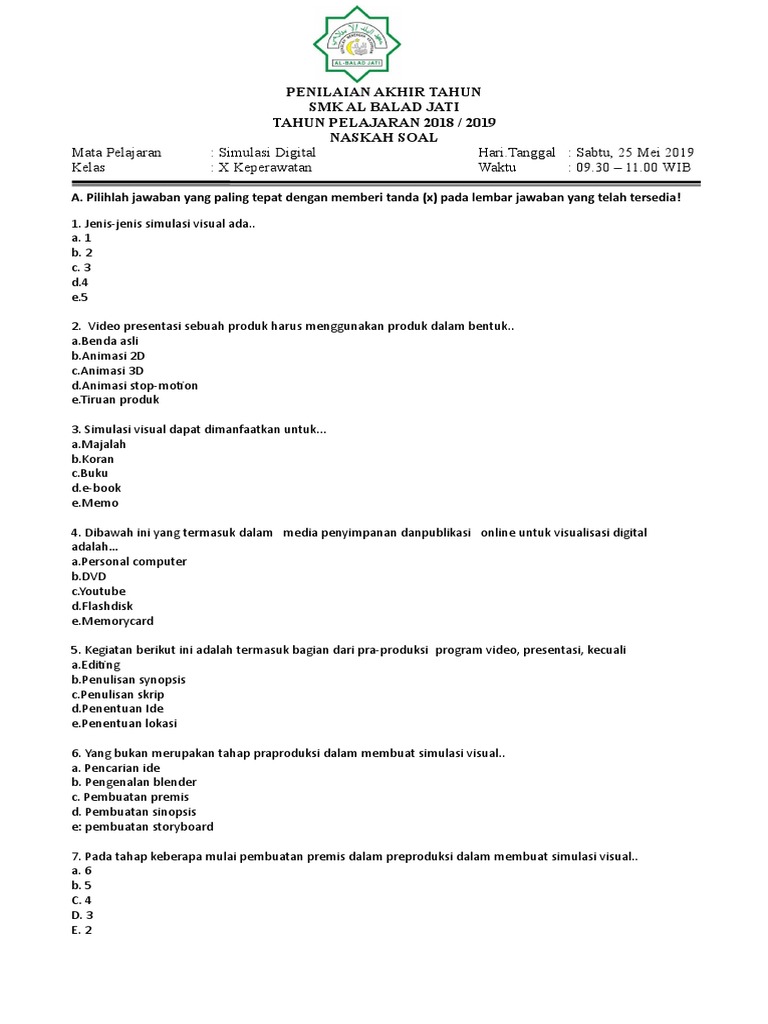 Soal Simdig Kelas X Kep Sem 2 | PDF