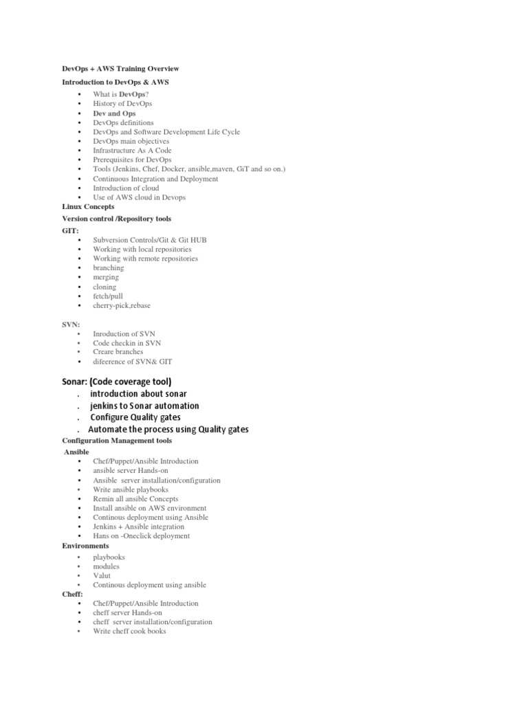 Dev And Ops Devops Aws Training Overview Introduction To Devops And Aws Pdf Application
