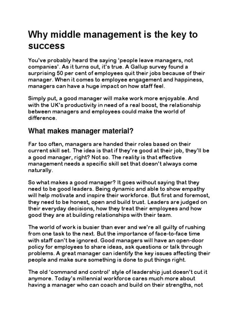 The Importance of Middle Management | PDF | Action (Philosophy ...