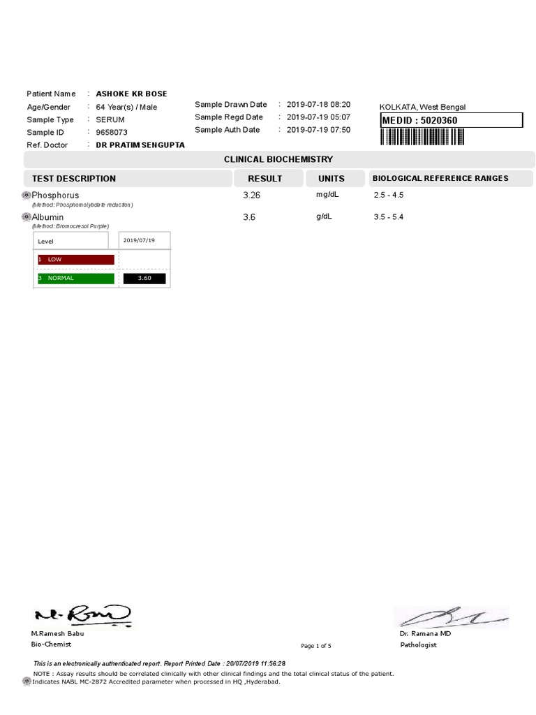 Ashoke KR Bose: Clinical Biochemistry Test Description Units Result ...