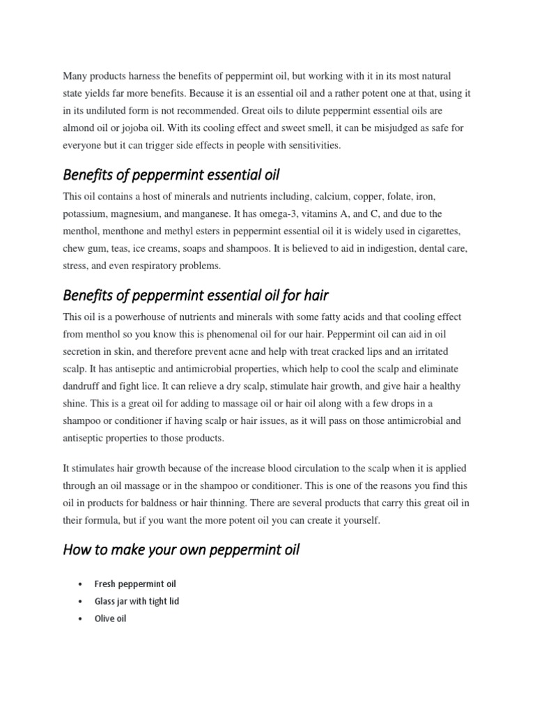 Peppermint Oil Research | PDF | Hair Loss | Hair