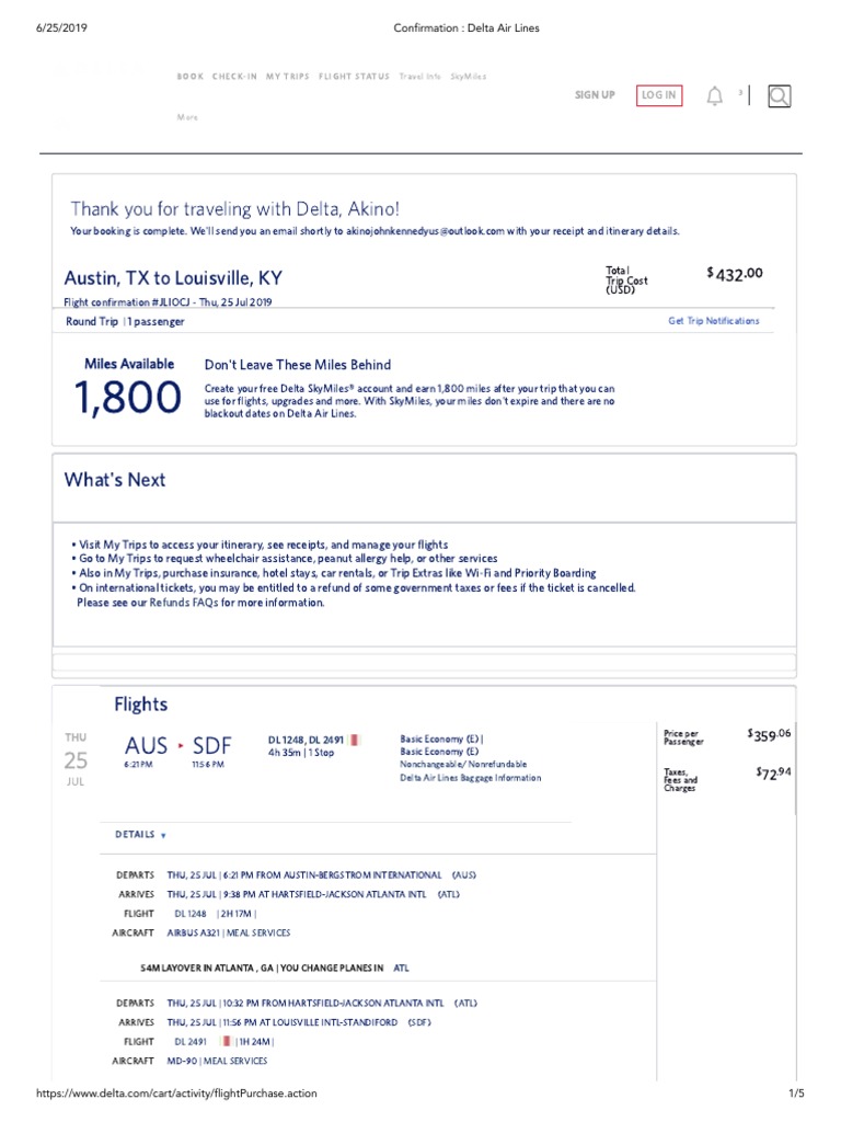 Confirmation - Delta Air Lines | Download Free PDF | Delta Air Lines ...
