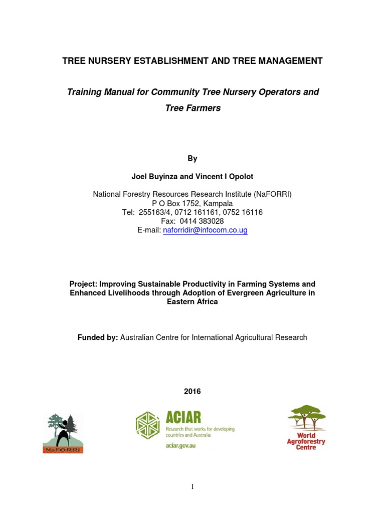 Tree Nursery Establishment Guide | PDF | Grafting | Plant Nursery