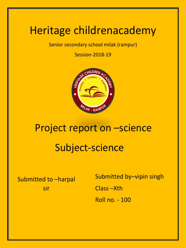 Heritage Childrenacademy: Subject-Science Project Report On - Science | PDF