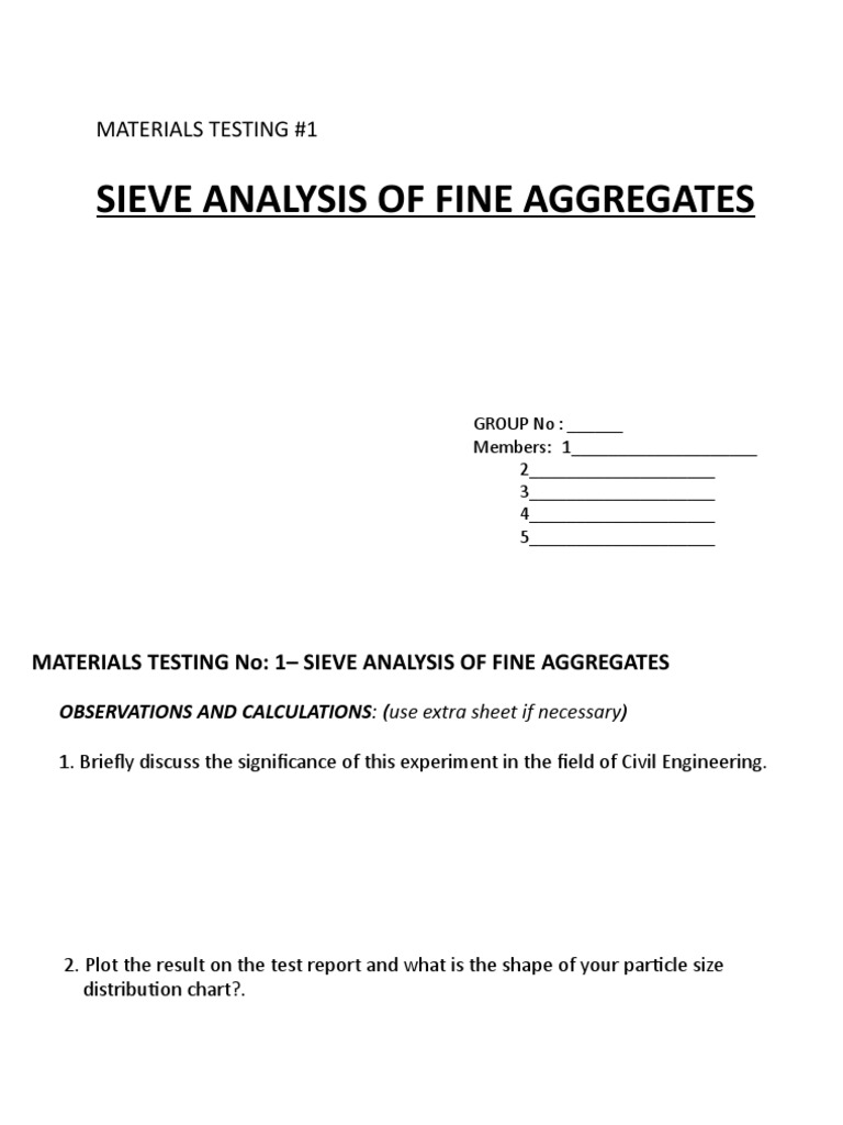 Sieve Analysis of Fine Aggregates: Materials Testing #1 | PDF