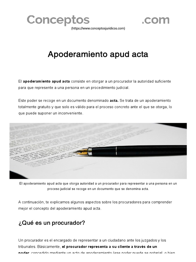 ¿Qué Es El Apoderamiento Apud Acta - Esto Es Lo Que Debes Saber | PDF ...