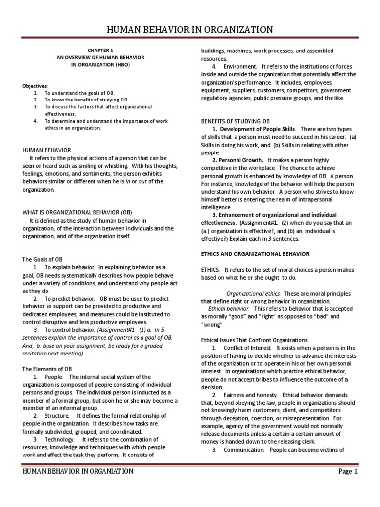 Hbo Module Chapter 1 | PDF | Employment | Goal