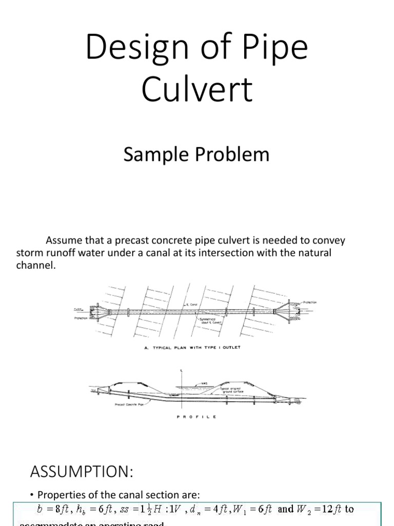 Hydrau - Design of Pipe Culvert | PDF