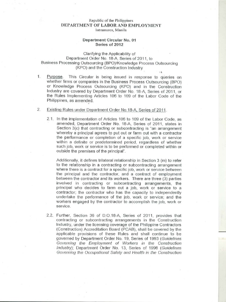 DOLE DO No. 1 s.2012 PDF | PDF