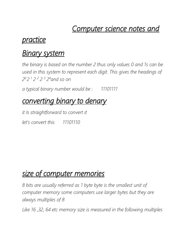 Computer Science Notes and Practicebbbh | PDF | Html | Areas Of ...