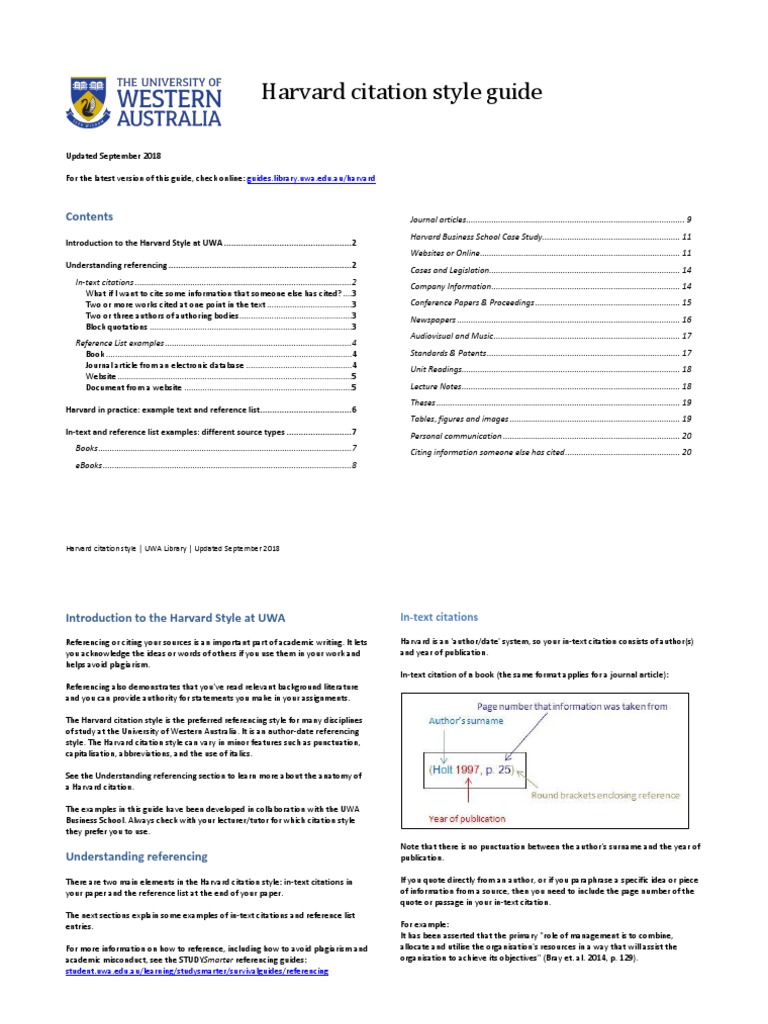 Harvard Citation Style Guide: Guides - Library.uwa - Edu.au/harvard ...