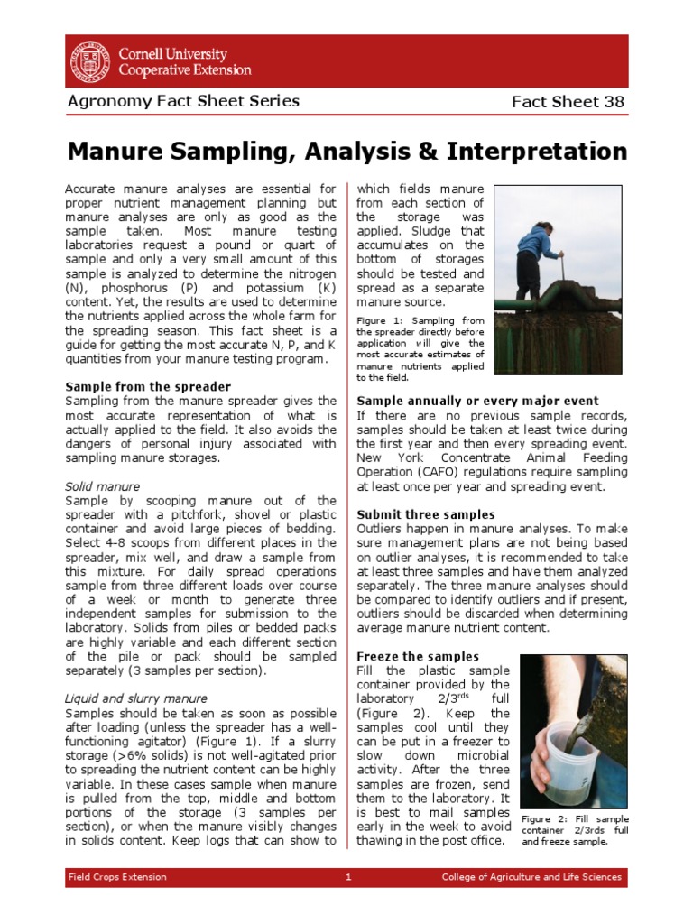 Manure Sampling, Analysis & Interpretation: Fact Sheet 38 Agronomy Fact ...