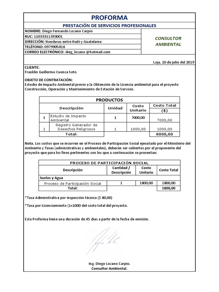 Proforma Gasolinera | PDF | Economias | Business