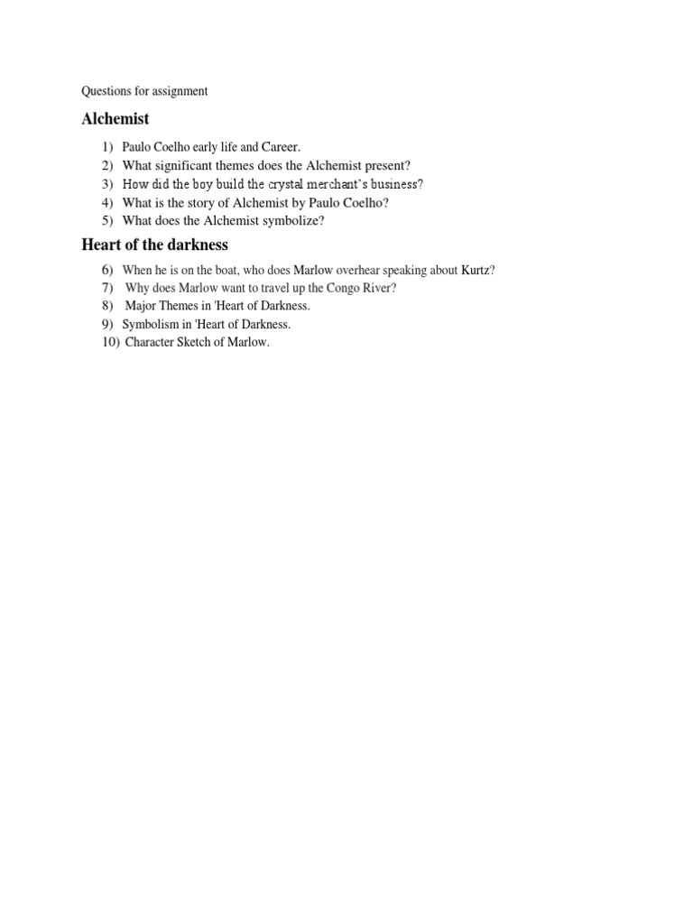 Alchemist Assignment Questions Overview | PDF