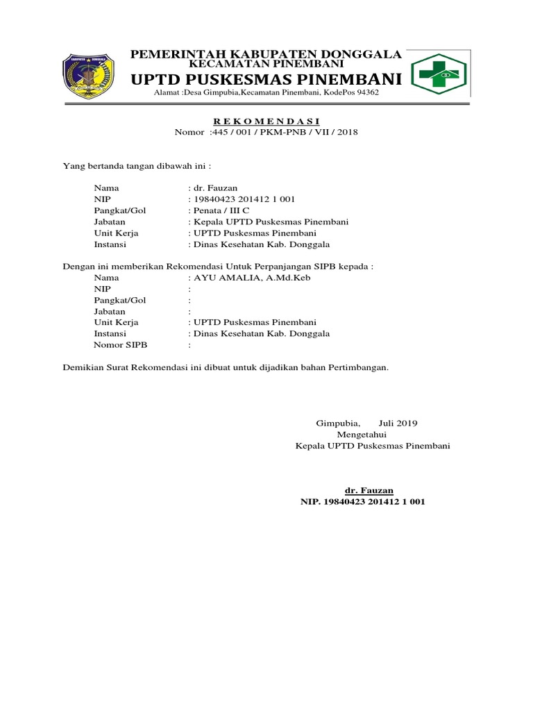 REKOMENDASI Perpanjangan Sipb | PDF