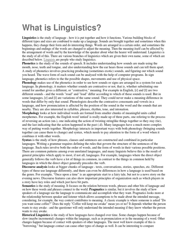 What Is Linguistics | PDF | Word | Semantics