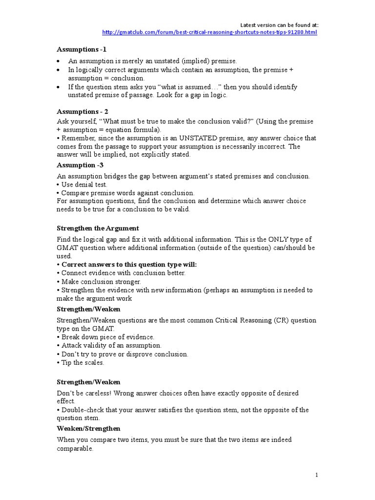 Critical Reasoning Strategies and Techniques for Analyzing Argument ...