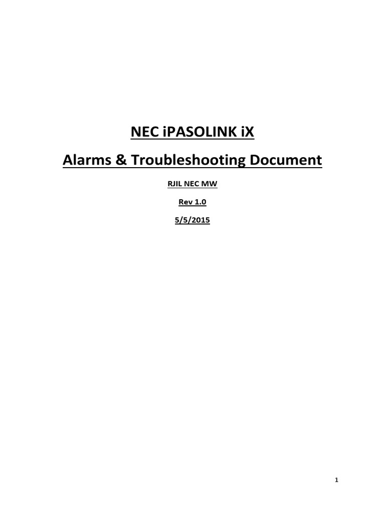 RJIL - iPASOLINK Ix - Alarms & Troubleshooting PDF | PDF | Troubleshooting | Ethernet