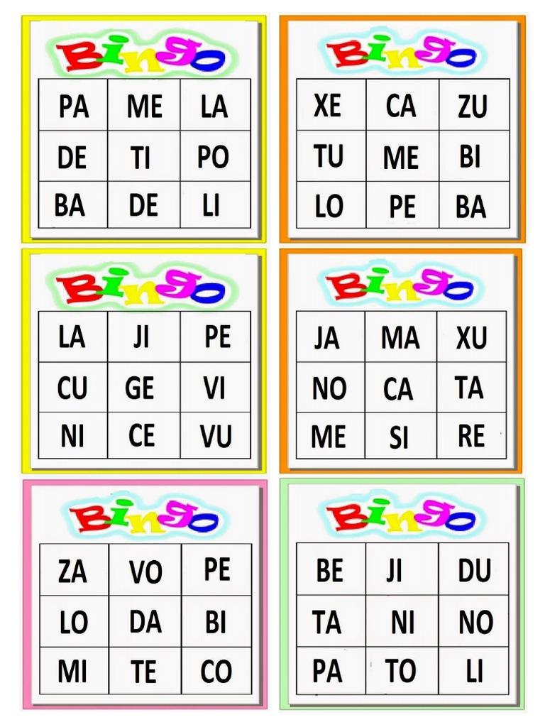 Bingo Das Silabas | PDF