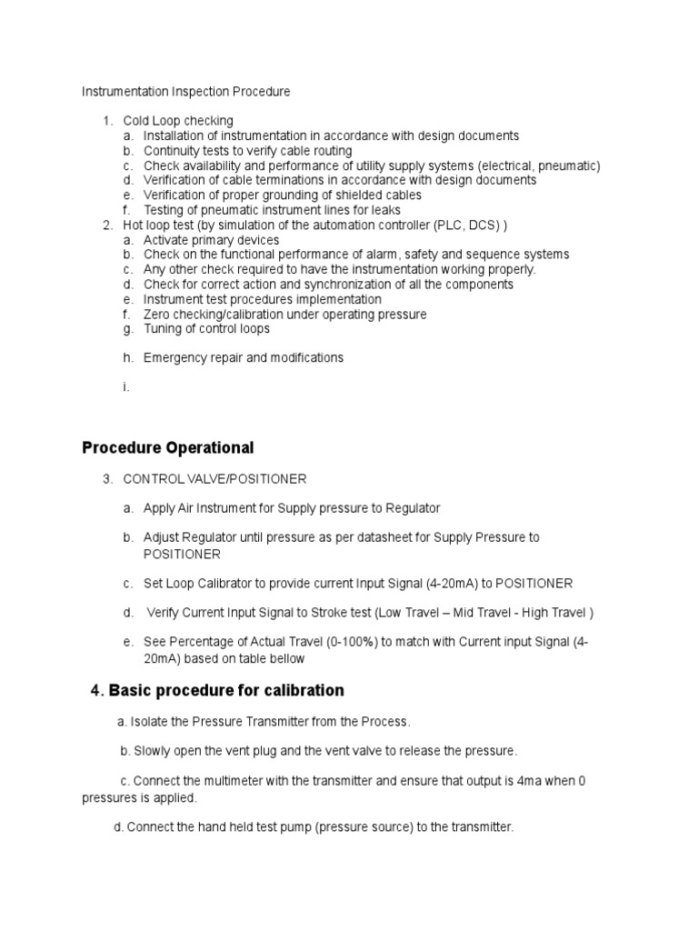 Procedure Operational | PDF | Instrumentation | Systems Engineering