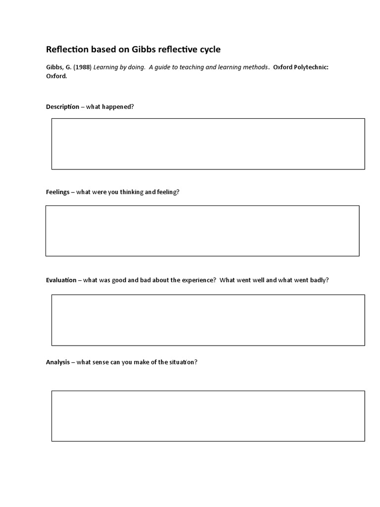 Reflective Practice Gibbs Cycle 0818 | PDF