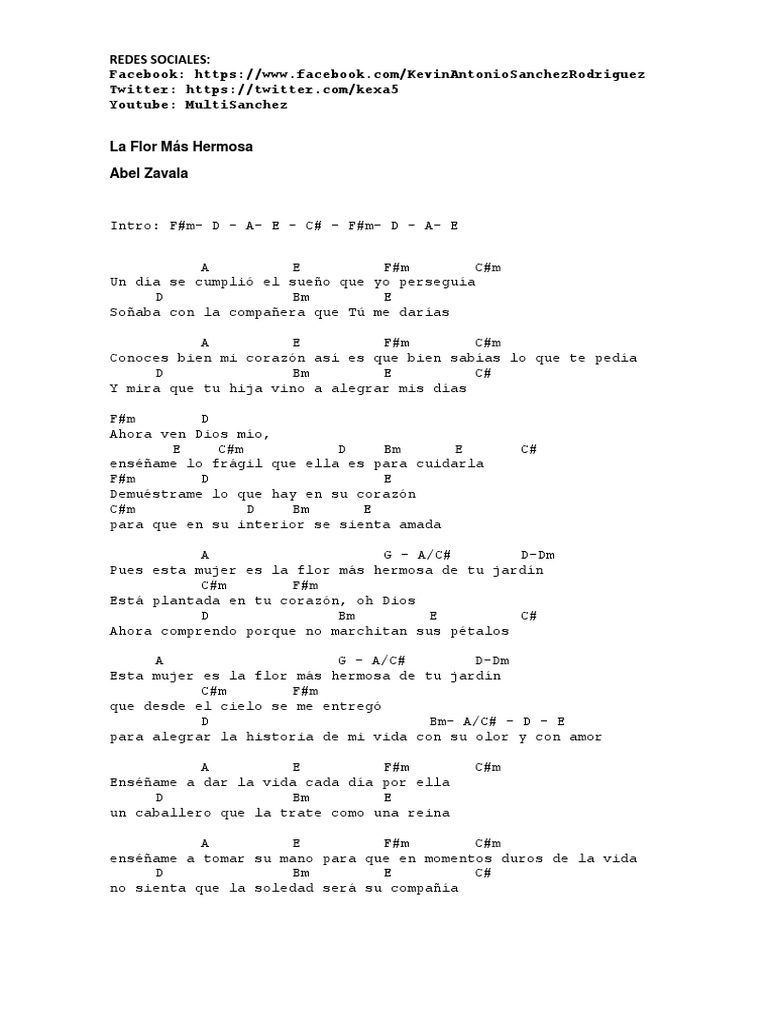 La Flor Más Hermosa Chords | PDF
