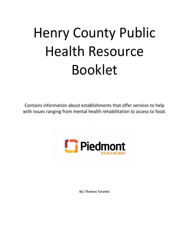 Henry County Public Health Resource Booklet - Thomas Taranto | PDF ...