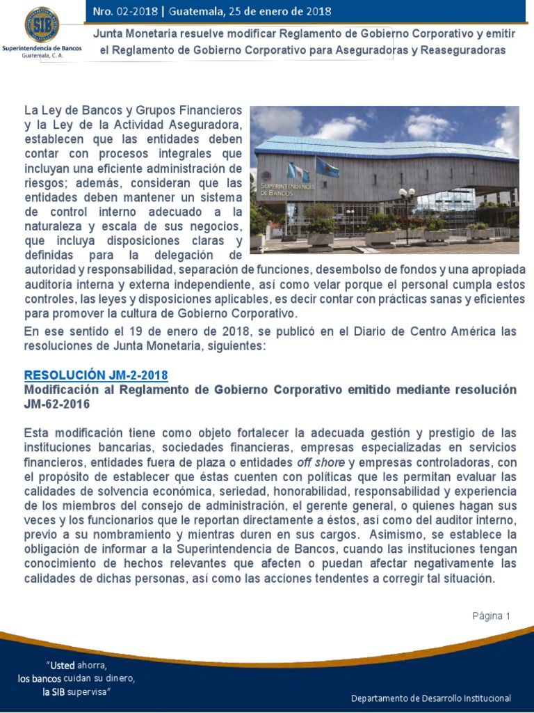01.-JM Modifica Reglamento de Gobierno Corporativo y Emite Reglamento de Gobierno Corporativo ...